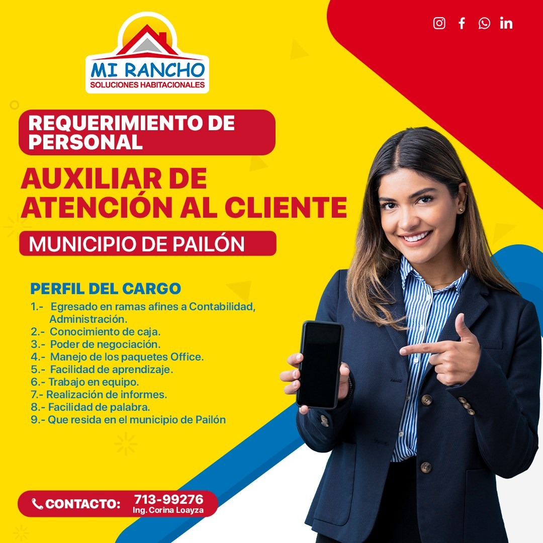 AUXILIAR DE ATENCION AL CLIENTE | Trabajando Bolivia